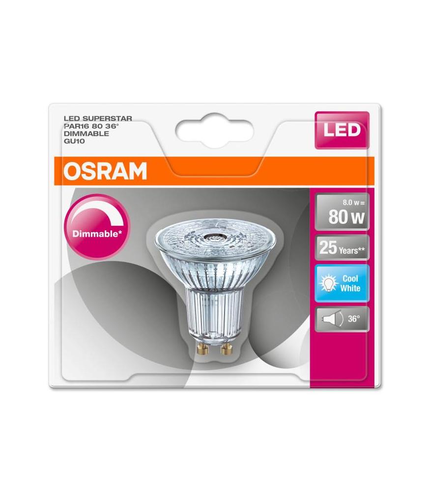 LED Lamp Superstar Par16 8W 840 Cool White GU10 Dimmable lamp 80 CW 36 ...