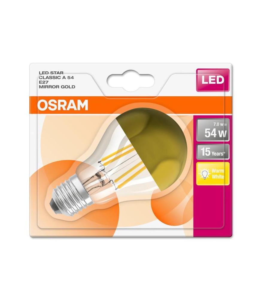 Decorative LED Lamp Classic A Mirror Gold 54 7W 827 220V CL E27 lamp classic mirror gold, Osram